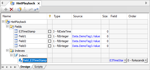 E3Playback > Configuring E3 Database Objects > Historics