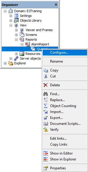 Reports > Exercises > Alarm Report