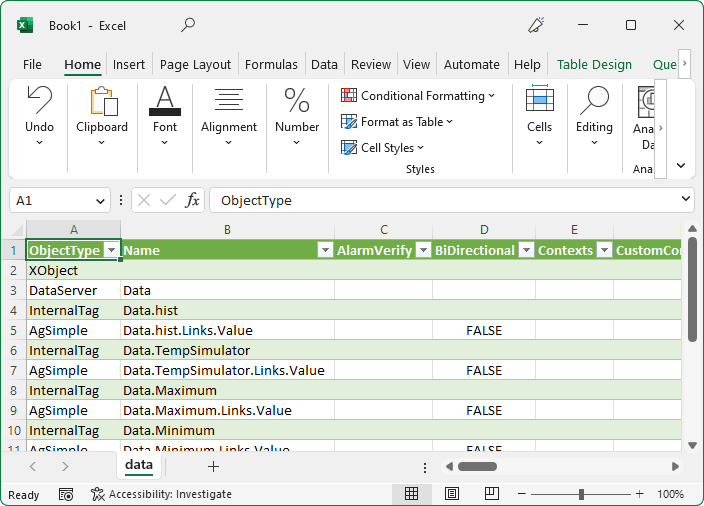 Elipse E3 Studio > Import and Export > CSV File > Generating a CSV File Manually