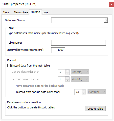 Historic > Settings > Table Settings