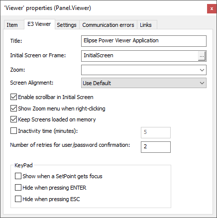 Viewer > Configuration > E3 Viewer Tab