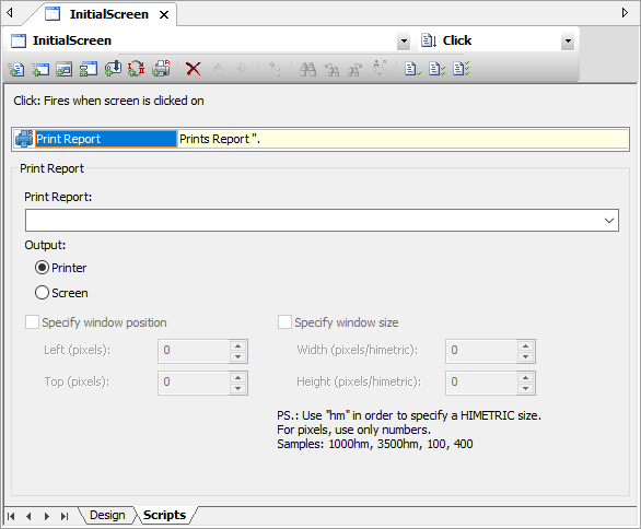 Introduction to Scripts > Defining Scripts > Picks > Print Report