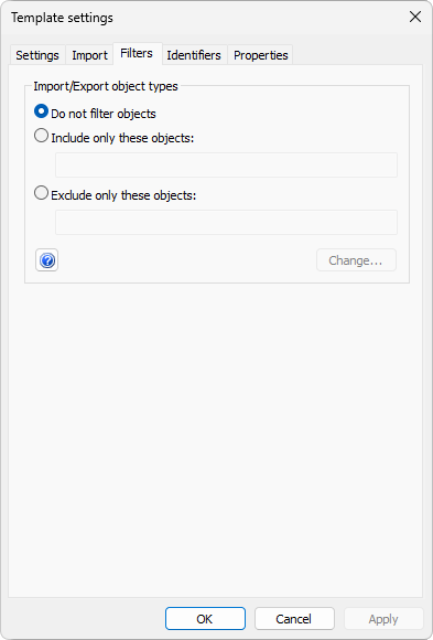 Elipse Power Studio > Import and Export > Template Settings
