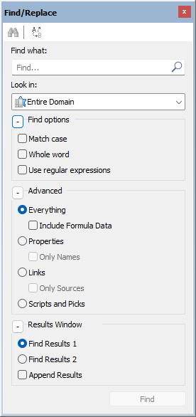 Elipse Power Studio > Toolbars > Find and Replace