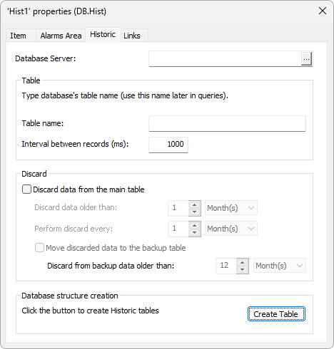 Historic > Settings > Table Settings