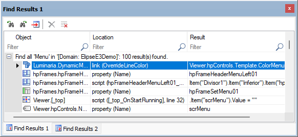 Elipse Power Studio > Toolbars > Find and Replace