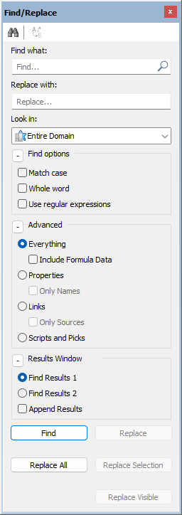 Elipse Power Studio > Toolbars > Find and Replace