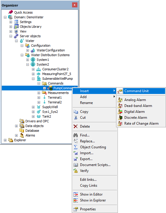 Synchronizing Data Objects > SCADA Configuration > Commands and Command Units