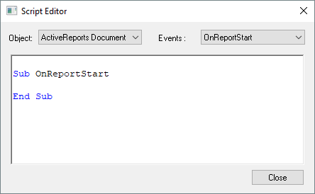 Relatórios > Configurações > Script Editor