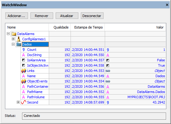 Elipse Power Studio > Barra de Ferramentas > WatchWindow